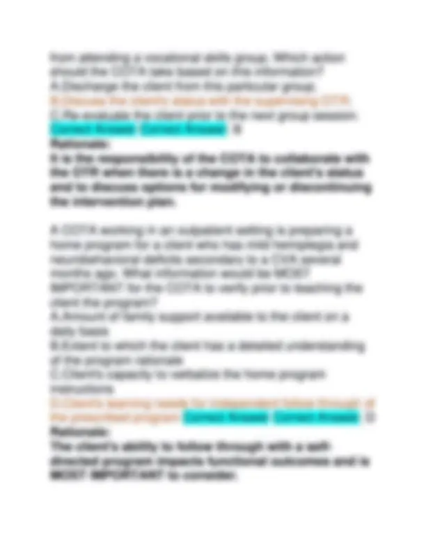 NBCOT-COTA Exam 2025: Practice Questions and Answers with Rationales ...