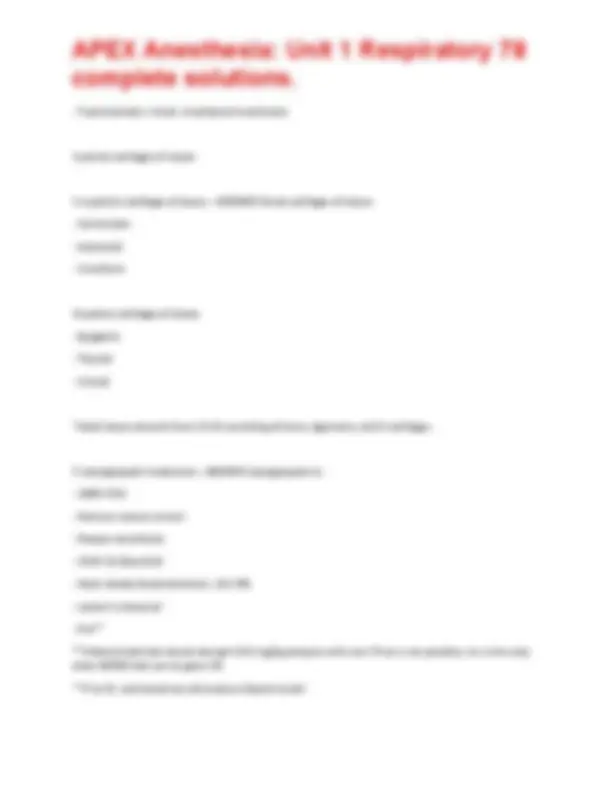 APEX Anesthesia: Unit 1 Respiratory 78 complete solutions. | Exams ...