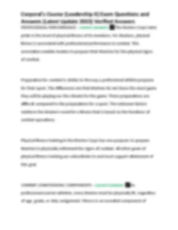 Corporal's Course (Leadership II) Exam Questions and Answers (Latest ...