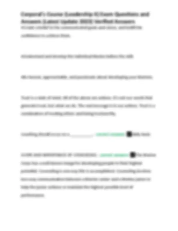 Corporal's Course (Leadership II) Exam Questions and Answers (Latest ...