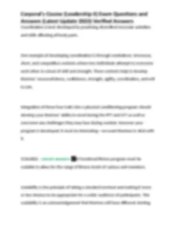 Corporal's Course (Leadership II) Exam Questions and Answers (Latest ...