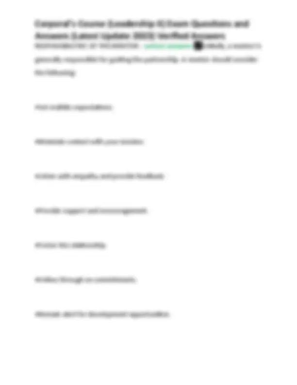 Corporal's Course (Leadership II) Exam Questions and Answers (Latest ...