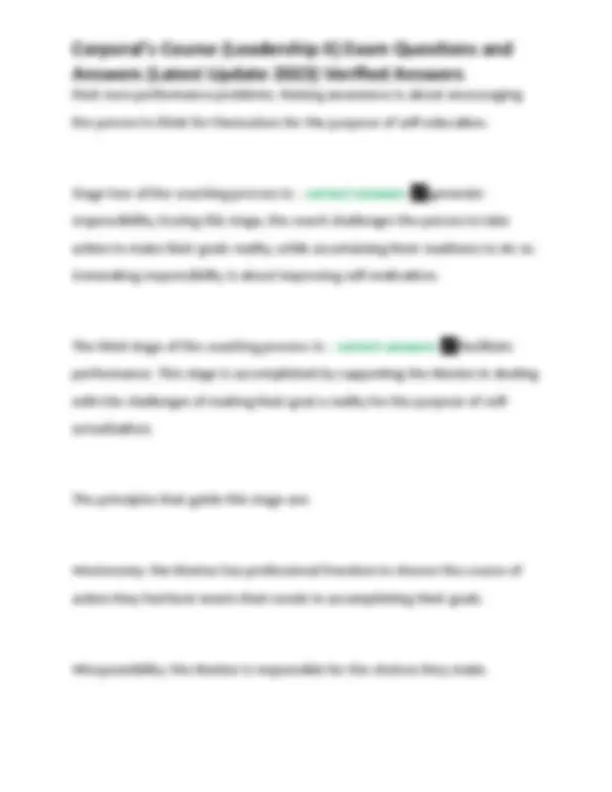 Corporal's Course (Leadership II) Exam Questions and Answers (Latest ...