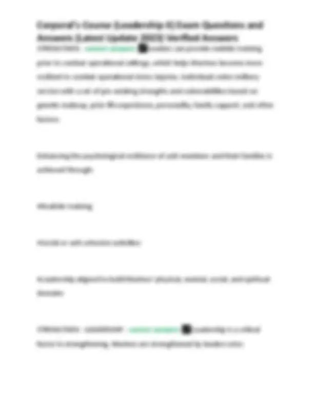 Corporal's Course (Leadership II) Exam Questions and Answers (Latest ...