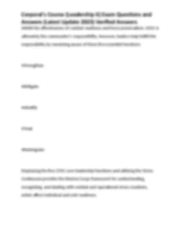 Corporal's Course (Leadership II) Exam Questions and Answers (Latest ...