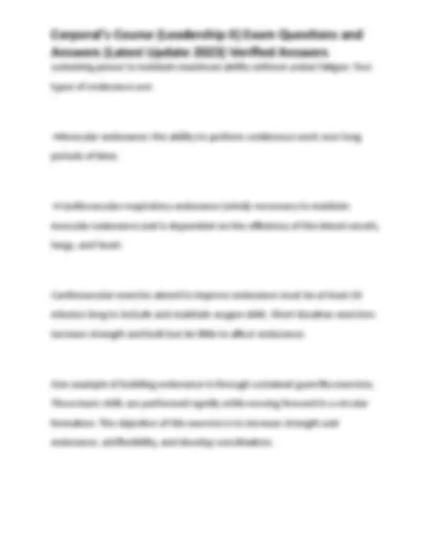 Corporal's Course (Leadership II) Exam Questions and Answers (Latest ...