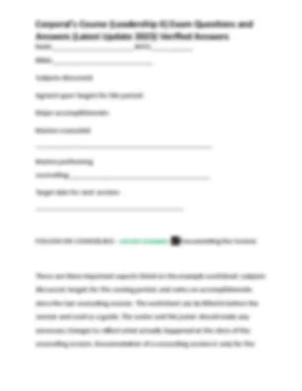 Corporal's Course (Leadership II) Exam Questions and Answers (Latest ...