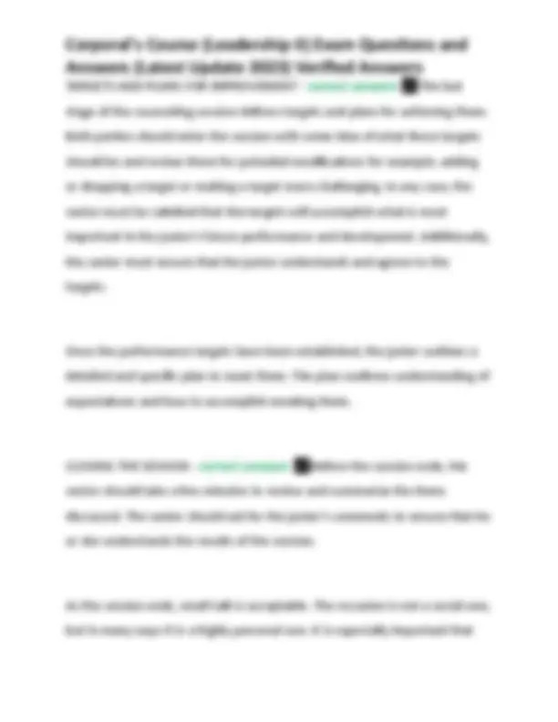 Corporal's Course (Leadership II) Exam Questions and Answers (Latest ...