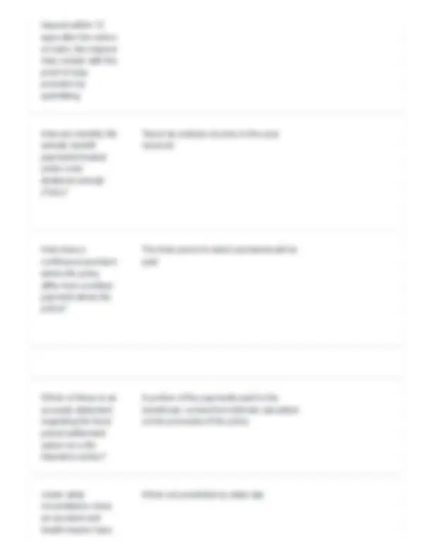 Insurance Multiple Choice Questions and Answers | Exams Sociology of Health and Illness | Docsity