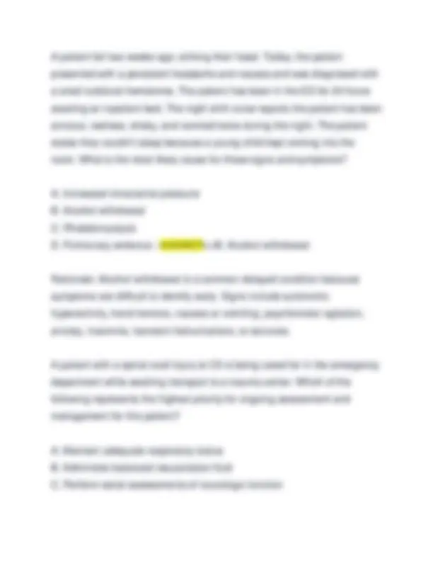 TNCC ENA 9th Edition Pre-Test Questions and Answers | Exams Nursing ...