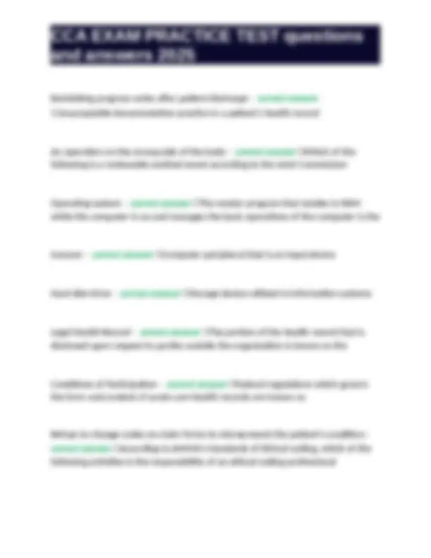 CCA Exam Practice Test Questions and Answers 2025: Healthcare Coding ...