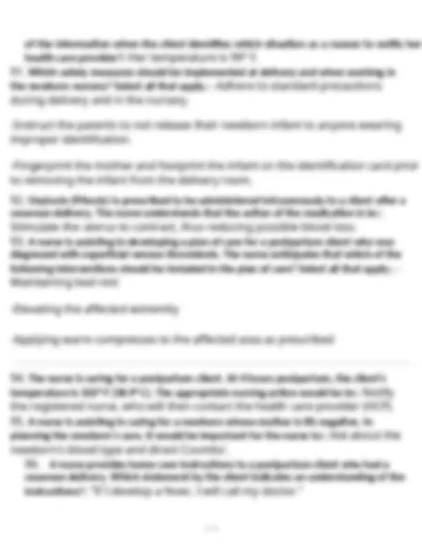 NCLEX PRACTICE REVIEW- POSTPARTUM REVISION QUESTIONS UPDATED VERSION ...