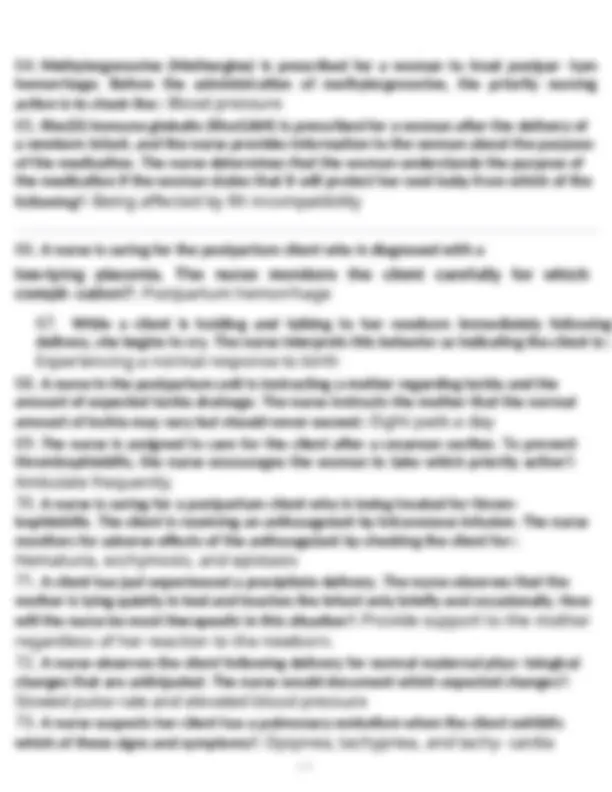 NCLEX PRACTICE REVIEW- POSTPARTUM REVISION QUESTIONS UPDATED VERSION ...