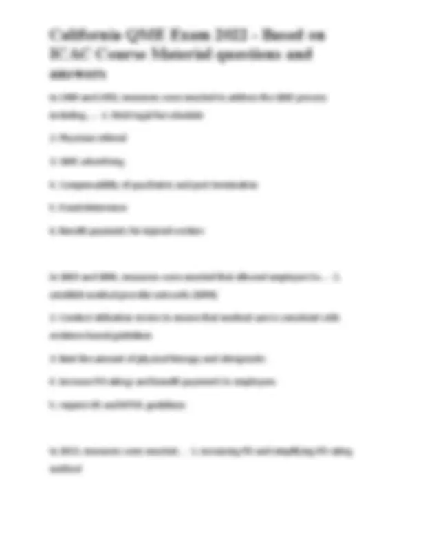 California QME Exam 2022 - Based on ICAC Course Material questions and ...