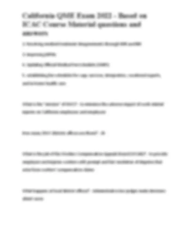 California QME Exam 2022 - Based on ICAC Course Material questions and ...