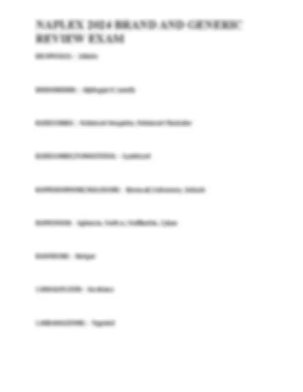 NAPLEX 2024 BRAND AND GENERIC REVIEW EXAM. | Exams Nursing | Docsity