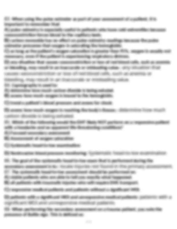 AAOS EMT ELEVENTH EDITION CHAPTER 9 PATIENT ASSESSMENT CORRECT VERIFIED ...