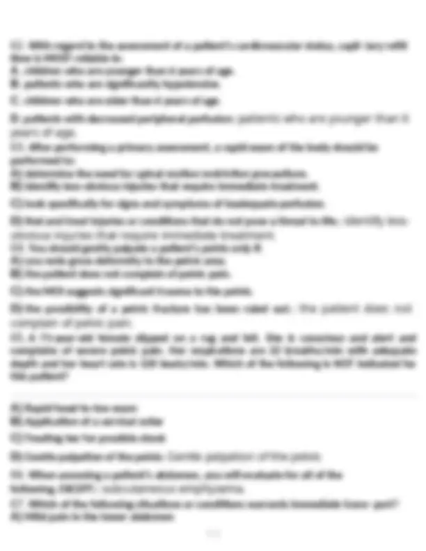 AAOS EMT ELEVENTH EDITION CHAPTER 9 PATIENT ASSESSMENT CORRECT VERIFIED ...