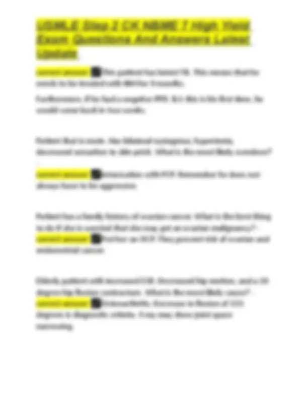 USMLE Step 2 CK NBME 7 High Yield Exam Questions and Answers: Latest ...