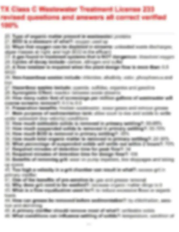 TX Class C Wastewater Treatment License 233 revised questions and ...