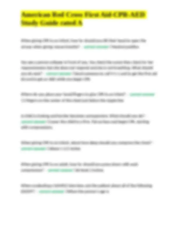 American Red Cross First Aid-CPR-AED Study Guide rated A. | Exams ...