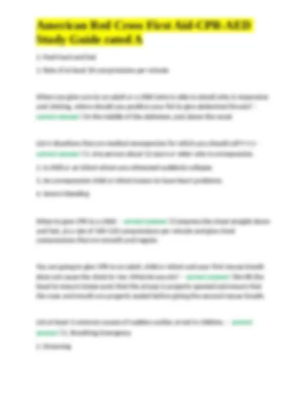 American Red Cross First Aid-CPR-AED Study Guide rated A. | Exams ...