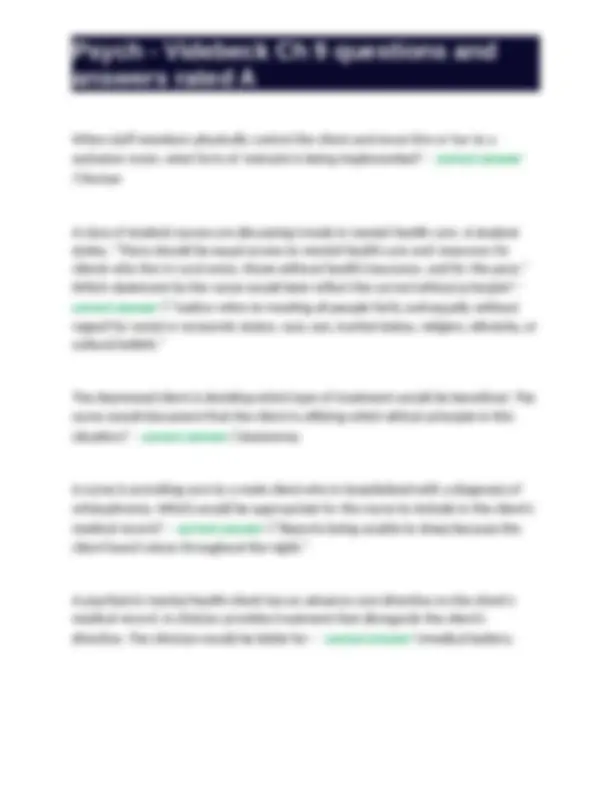 Psychiatric Nursing: Legal & Ethical Considerations - Chapter 9 Q&A ...