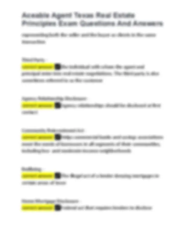 Aceable Agent Texas Real Estate Principles Exam Questions And Answers ...