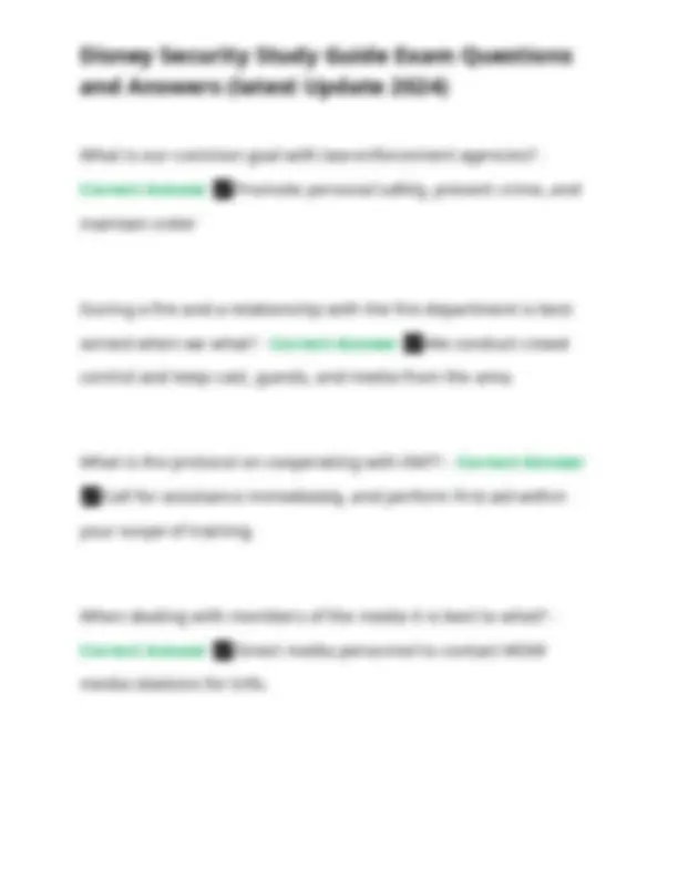 Disney Security Study Guide Exam Questions and Answers | Exams ...