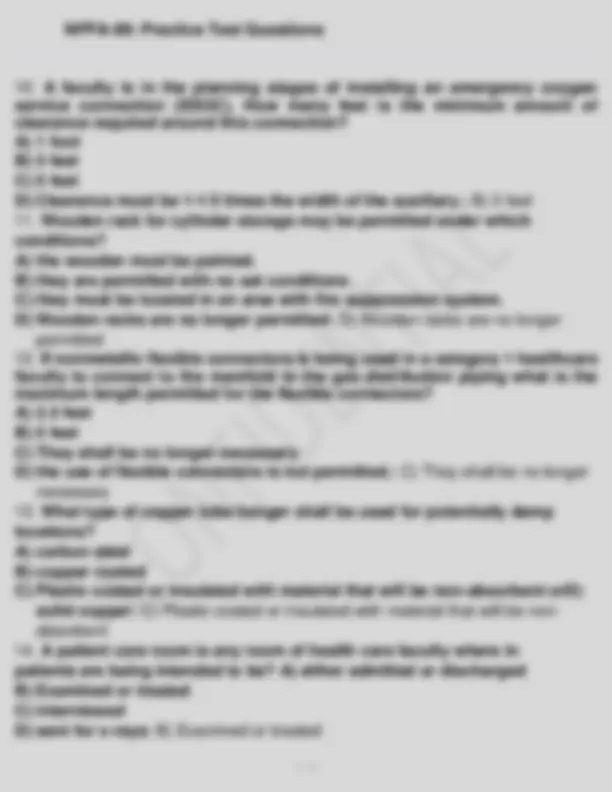 NFPA 99 EXAM PRACTICE TEST QUESTIONS AND ANSWERS 2024 WITH 100% CORRECT ...