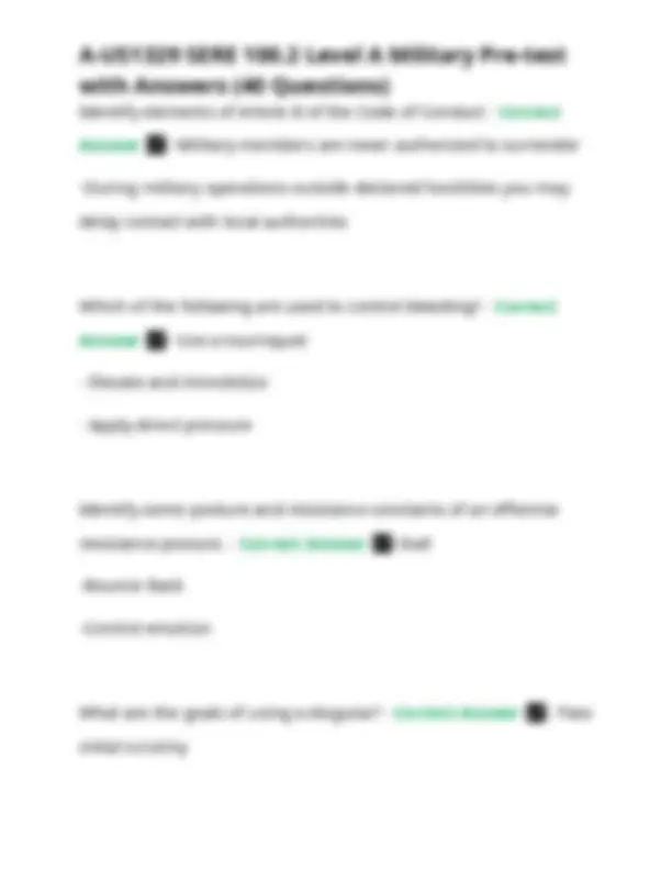 A-US1329 SERE 100.2 Level A Military Pre-test with Answers (40 ...