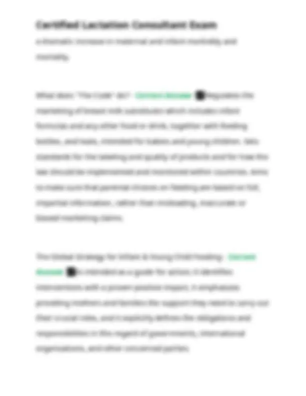 Certified Lactation Consultant Exam | Exams Nursing | Docsity