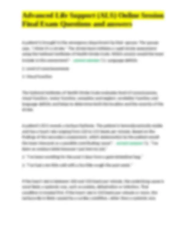 Advanced Life Support (ALS) Online Session Final Exam Questions and ...