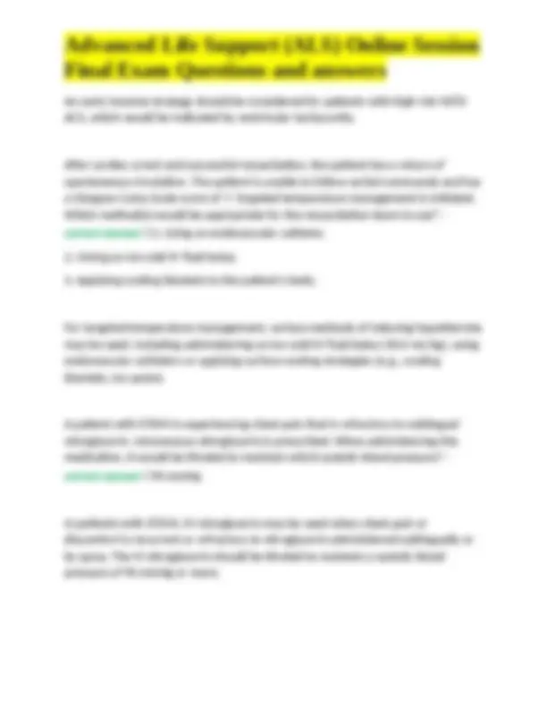 Advanced Life Support (ALS) Online Session Final Exam Questions and Answers | Exams Nursing ...