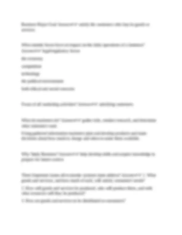 INTRO TO BUSINESS EXAM 1 BUSAD 151 questions with correct answers ...