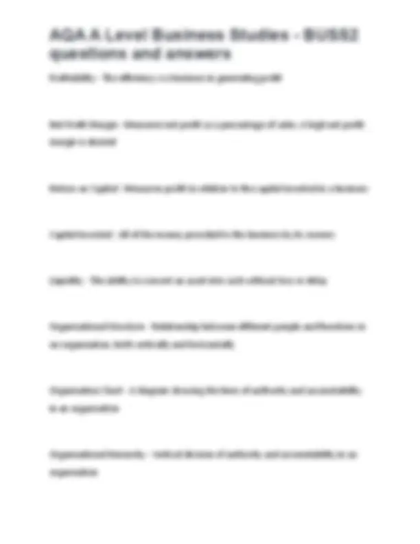 AQA A Level Business Studies - BUSS2 questions and answers. | Exams ...