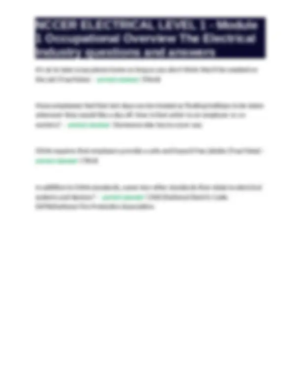 NCCER Electrical Level 1: Module 1 - Electrical Industry Overview (Q&A ...