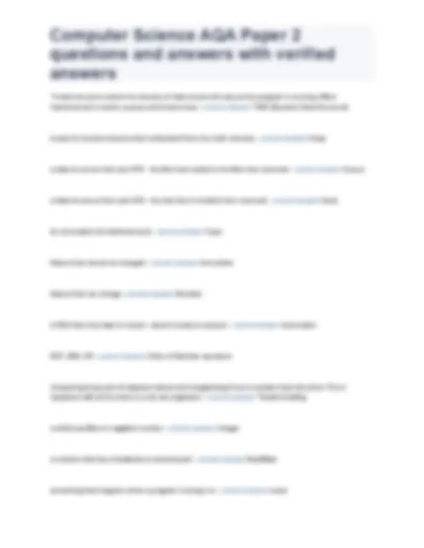 Computer Science AQA Paper 2 questions and answers with verified answers | Exams Nursing | Docsity