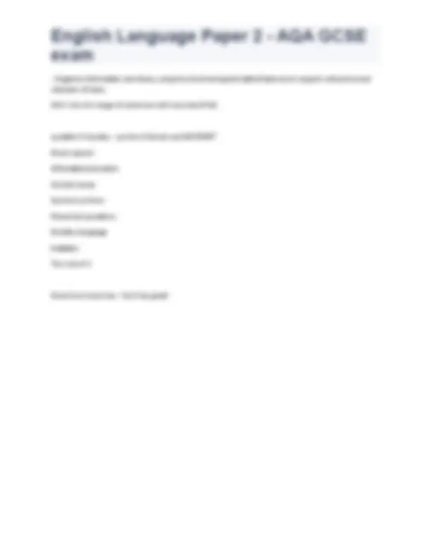 English Language Paper 2 - AQA GCSE exam | Exams English Language | Docsity