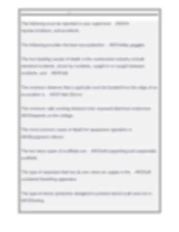 Heavy Equipment Core Review Questions Module 1- Basic Safety ...