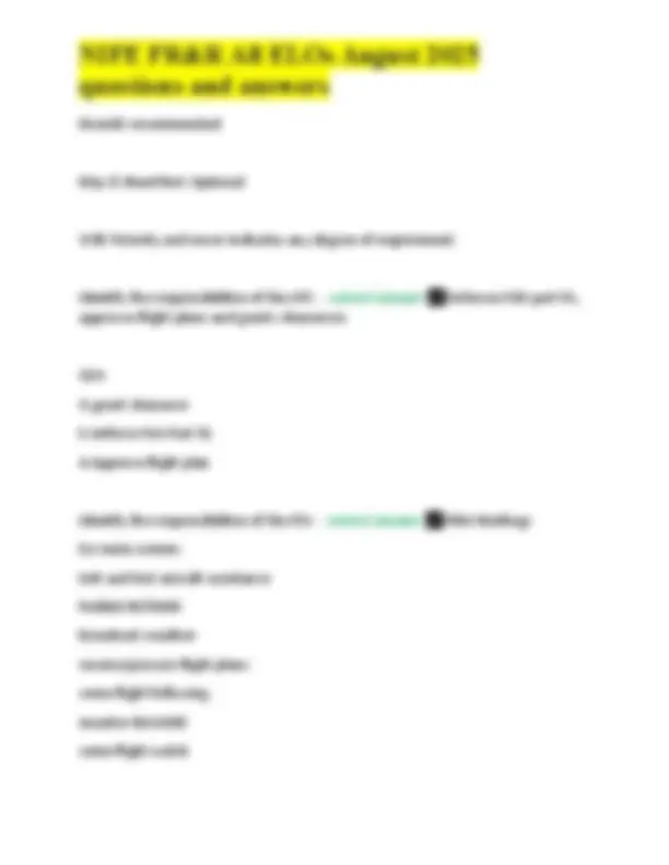 NIFE FR&R All ELOs August 2025 questions and answers | Exams Nursing ...