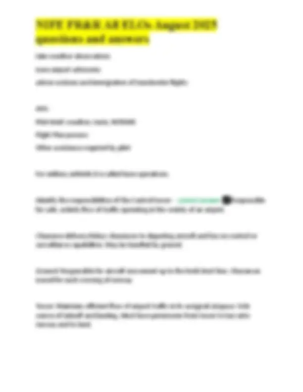 NIFE FR&R All ELOs August 2025 questions and answers | Exams Nursing ...