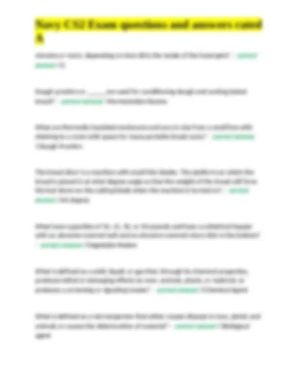 Navy CS2 Exam Questions and Answers: Food Service Equipment and Decontamination | Exercises ...