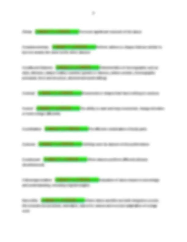 AQA Dance GCSE Final Exam Questions & Answers | Exams Nursing | Docsity