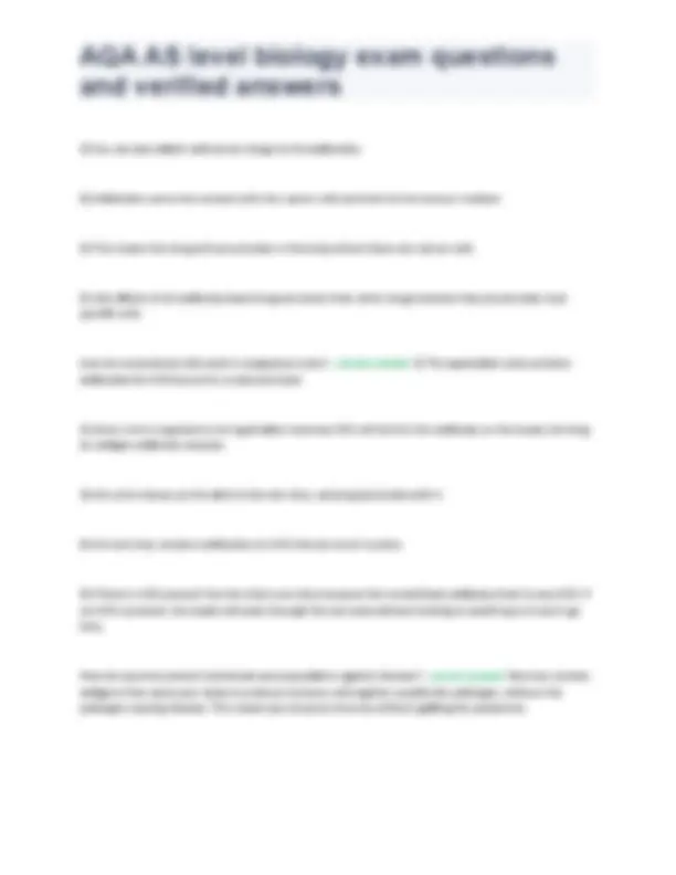 AQA AS Level Biology Exam Questions and Answers: Immunity, Proteins ...