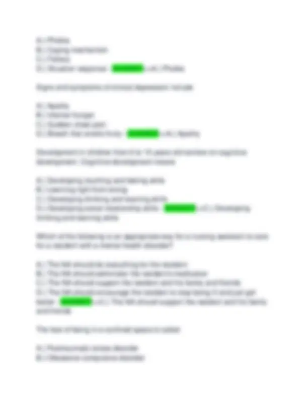 CNA Chapter 3 Complete Exam 2024- 2025 with correct answers | Exams Nursing | Docsity