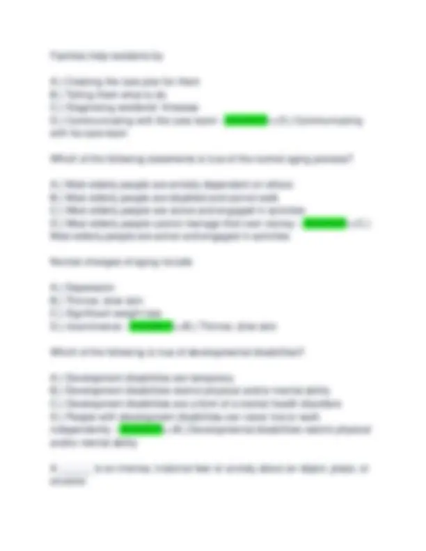 CNA Chapter 3 Complete Exam 2024- 2025 with correct answers | Exams Nursing | Docsity