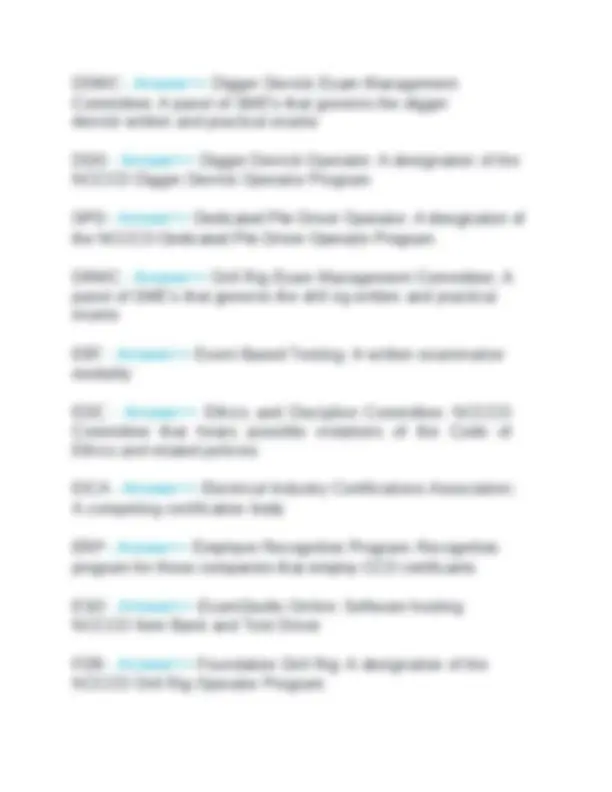 NCCCO Lattice Boom Crawler (LBC) Acronyms Exam Review Questions and ...