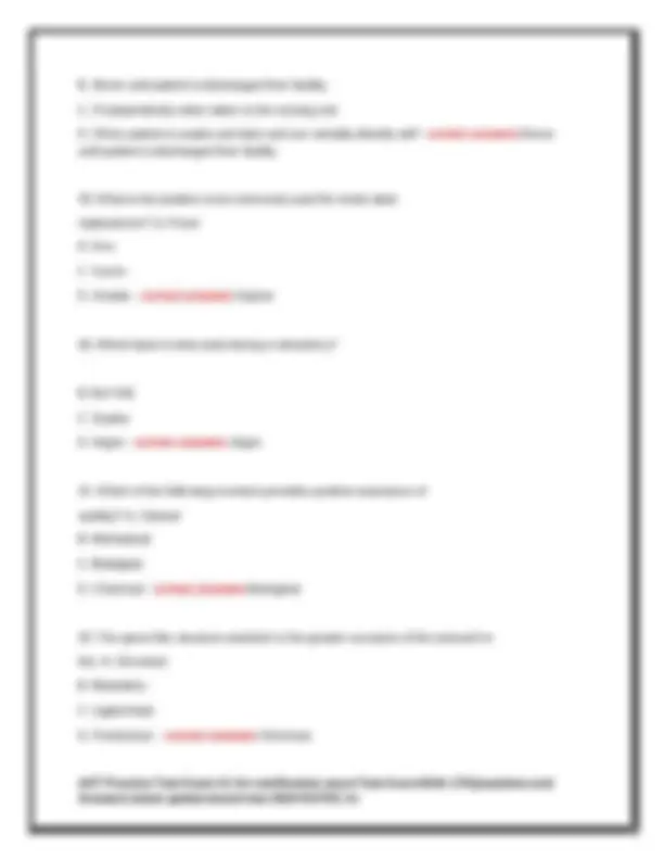 Ast Certification Exam Practice Questions And Answers 2024 Exams Nursing Docsity