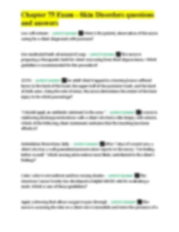 Chapter 75 Exam - Skin Disorders questions and answers. | Exercises ...